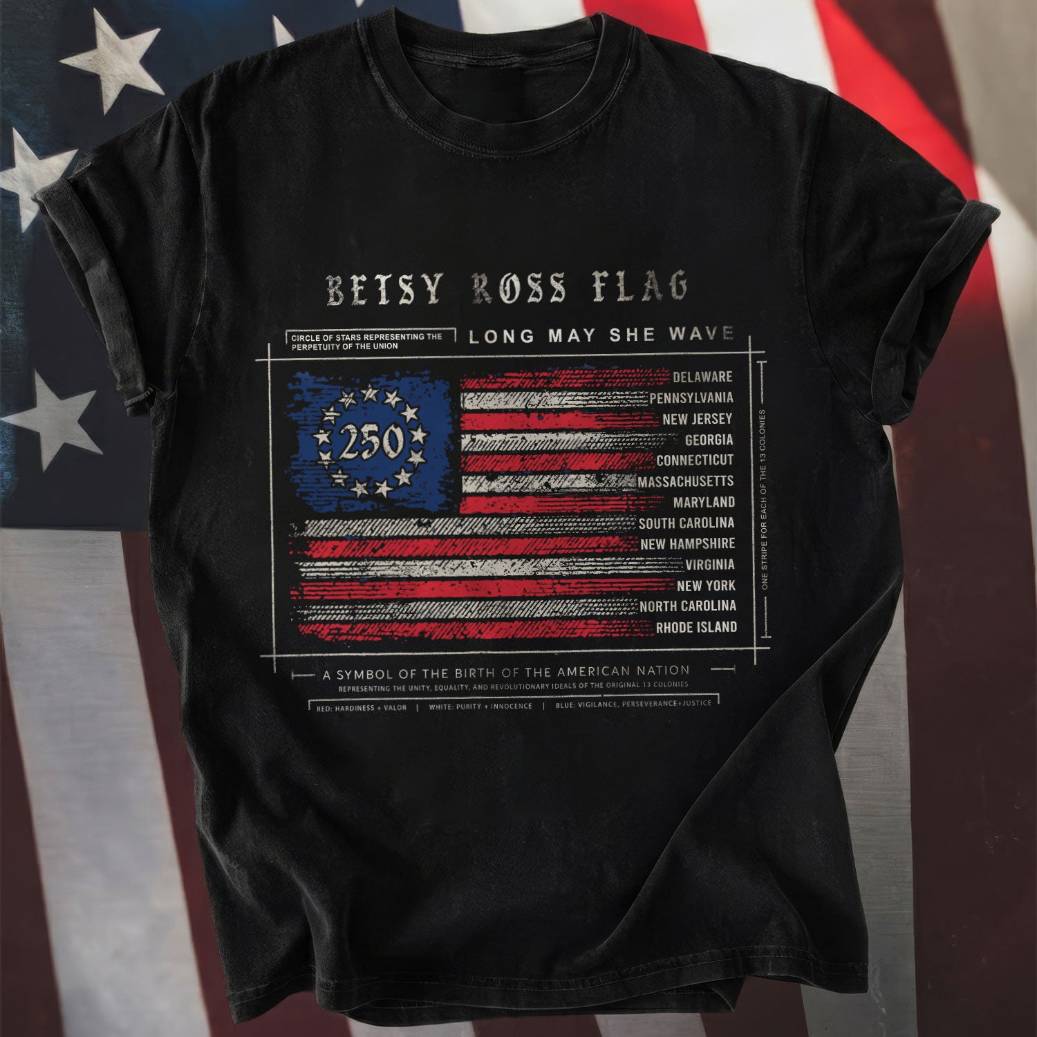 Betsy Ross Flag Infographic 250th Vintage – BRAVERICA